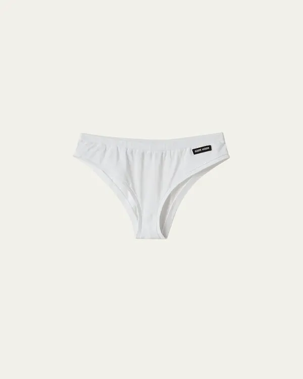Miu Miu Logo-tab Jersey Briefs - Bianco