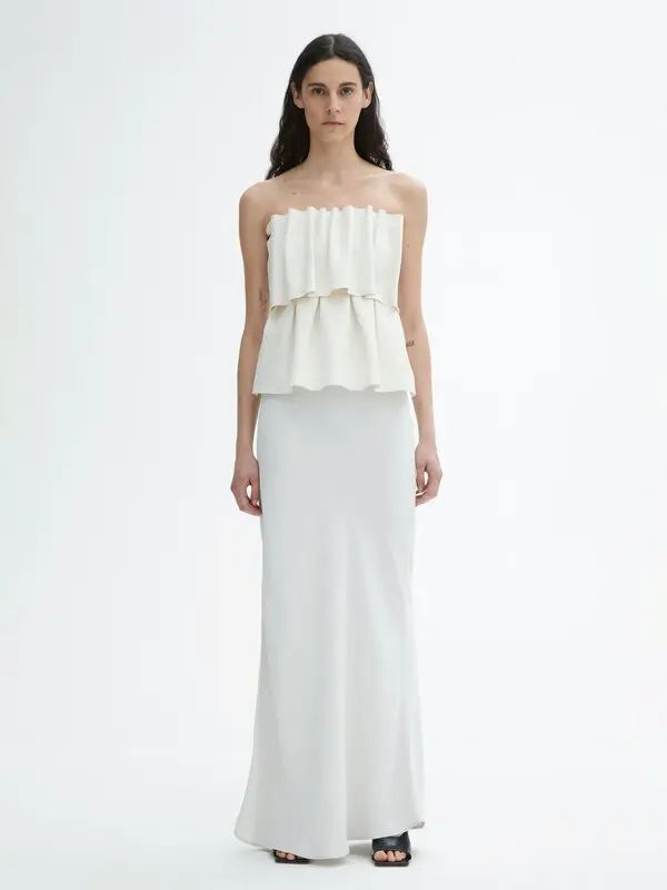 HOUSE OF DAGMAR Sculpted Layered Tube Top - White