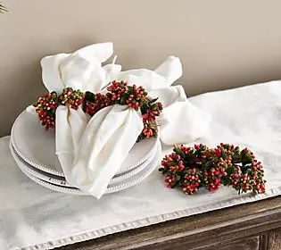 VALERIE PARR HILL Set Of 4 Beaded Berry Napkin Rings Valerie