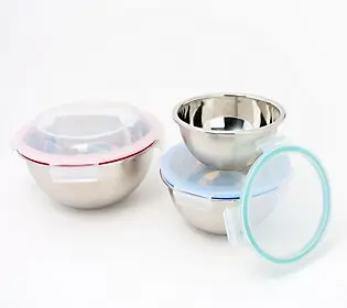 Prepology 3-pc Microwave Safe Stainless Steel Mixing Bowls - Silver ...