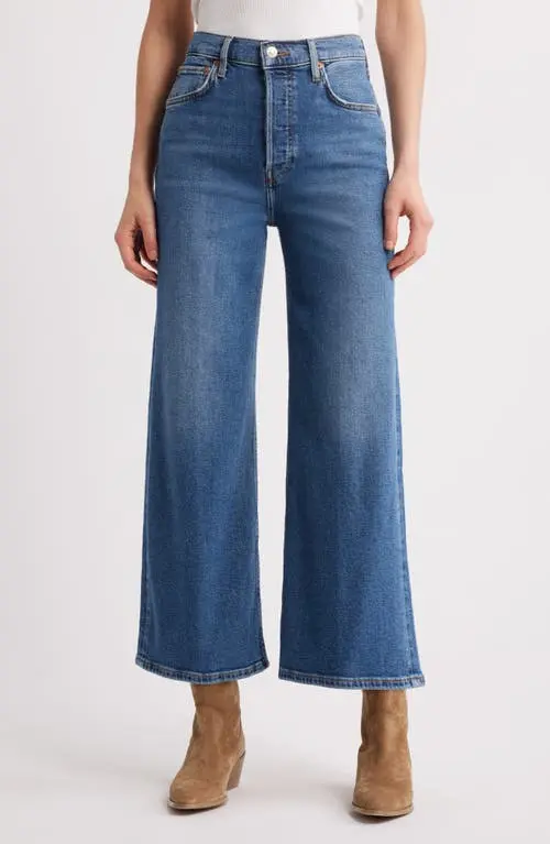 RE/DONE High-rise Wide-leg Cropped Jeans - Mid 70s