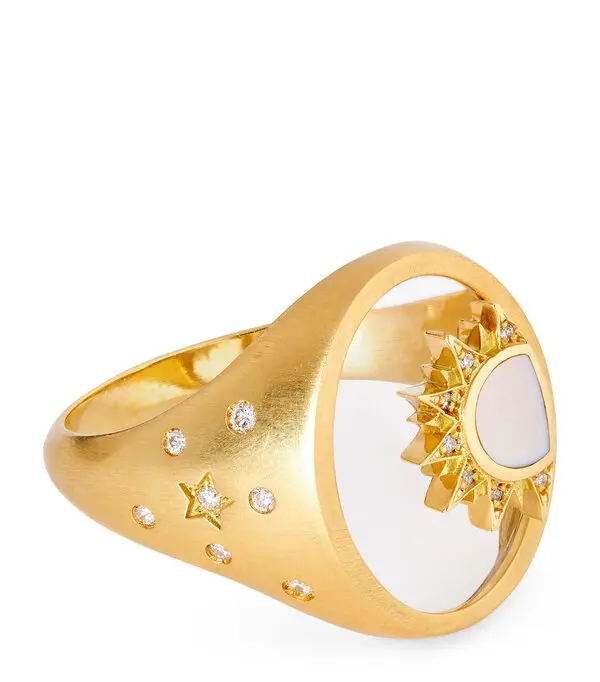 L'ATELIER NAWBAR Yellow Gold, Diamond And Mother-of-pearl Shams 2.0 Ring