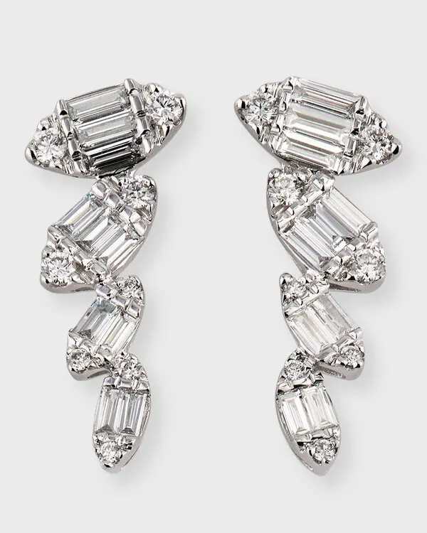 LISA NIK Sparkle 18k White Gold Diamond Ear Climbers