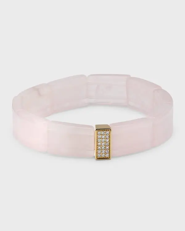 SYDNEY EVAN 14k Yellow Gold Rose Quartz And Diamond Bracelet