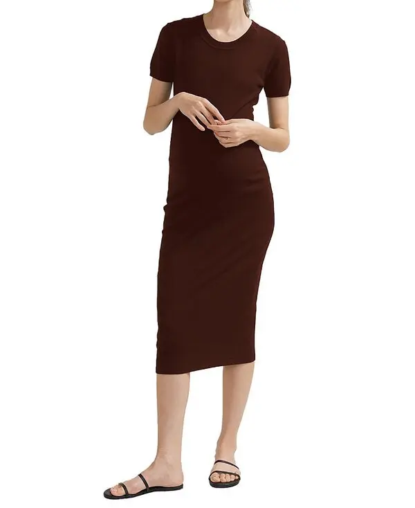 Hatch Collection Eliza Maternity Midi T-Shirt Dress In Chocolate