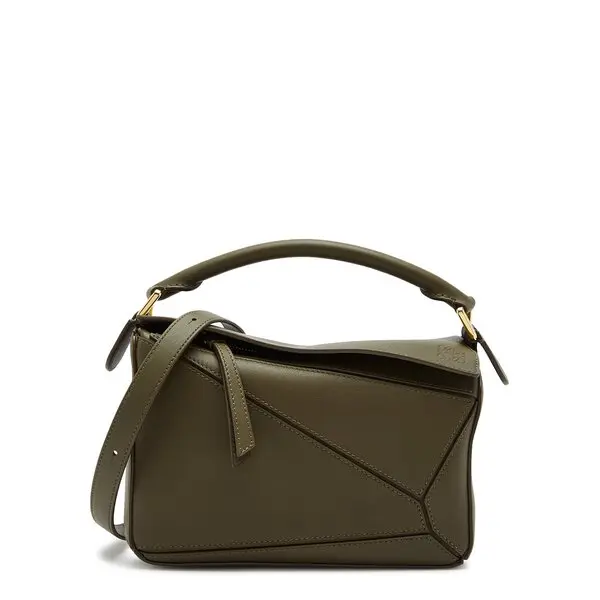 Loewe Puzzle Small Leather Cross-body Bag - Khaki | Editorialist