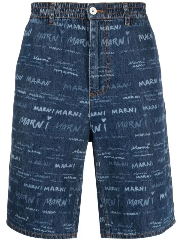 Marni Logo-print Knee-length Denim Shorts