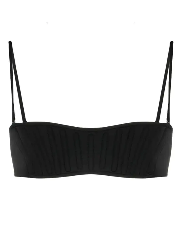 MUGLER Decorative-stitching Bandeau Bikini Top