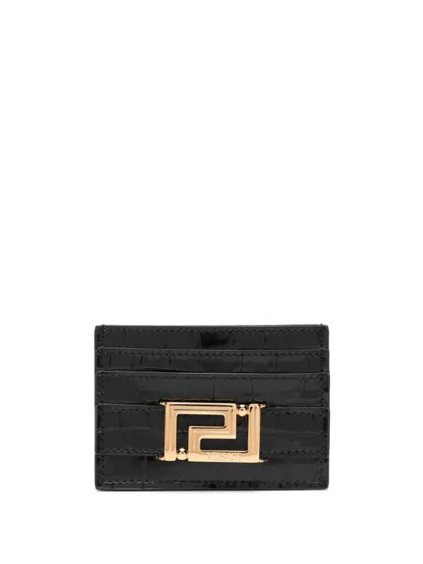 Versace Greca Goddess Crocodile-embossed Cardholder