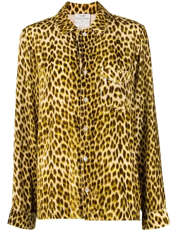 FORTE_FORTE Leopard-print Velvet Shirt
