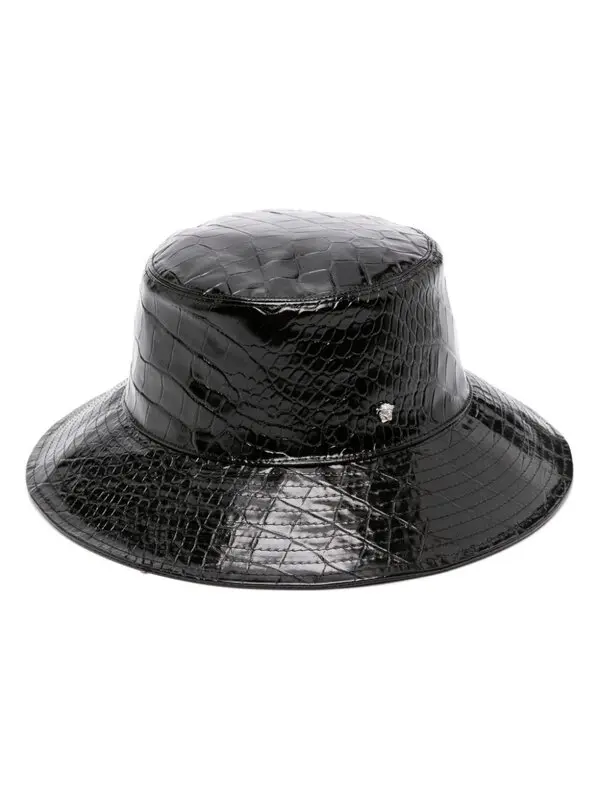Versace Crocodile-embossed Leather Bucket Hat