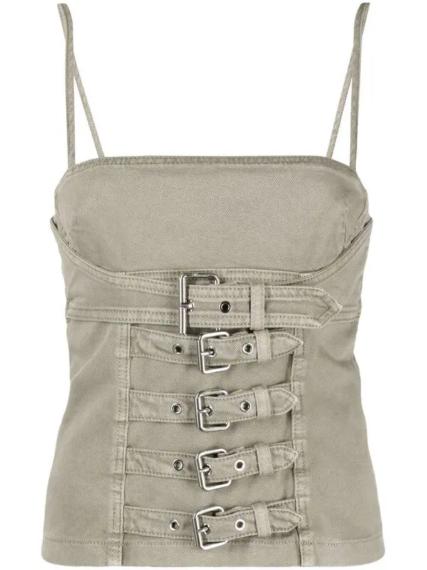 Blumarine Buckle-embellished Denim Tank Top