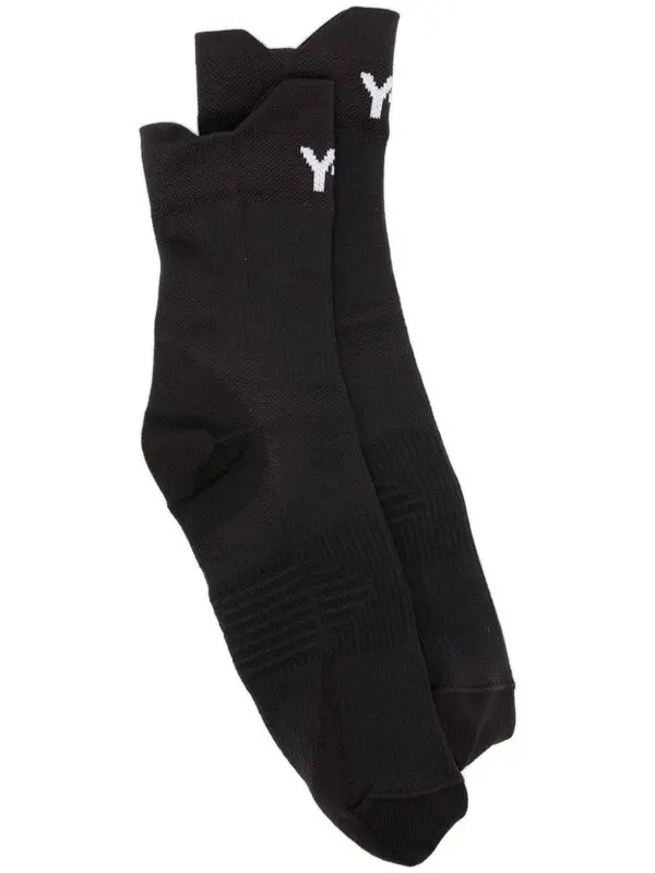 Y3 Logo-intarsia Ribbed Ankle Socks