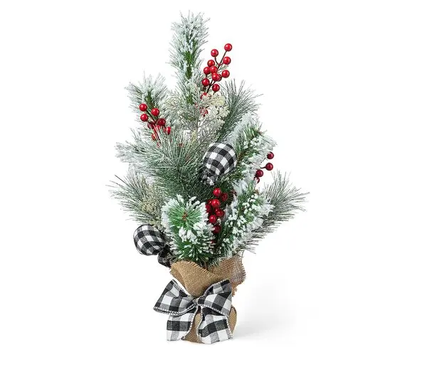 NATIONAL TREE COMPANY Glitzhome 21'h Flocked Pine And Berries Table T Ee