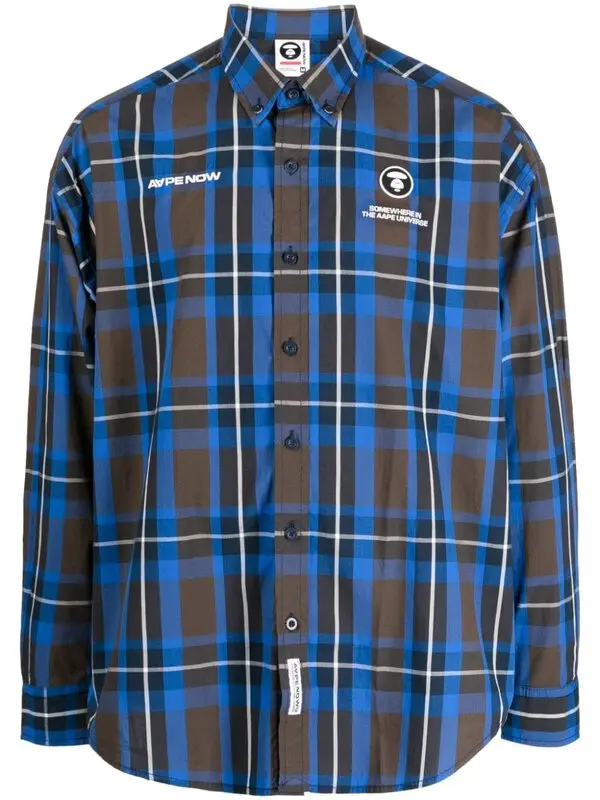 AAPE BY *A BATHING APE® Check-print Logo-print Shirt
