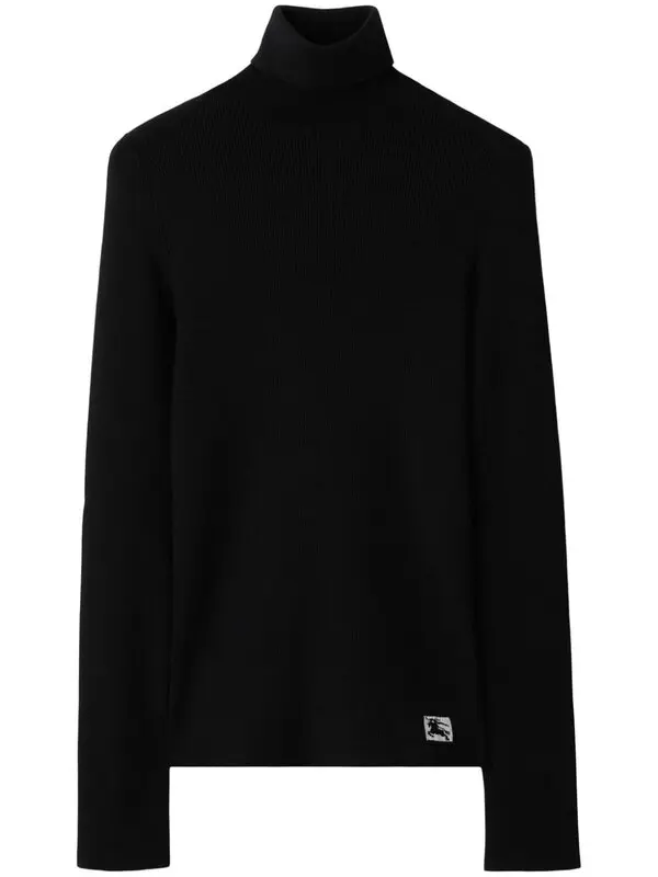 Burberry Equestrian Knight Wool-blend Roll-neck Jumper - Black