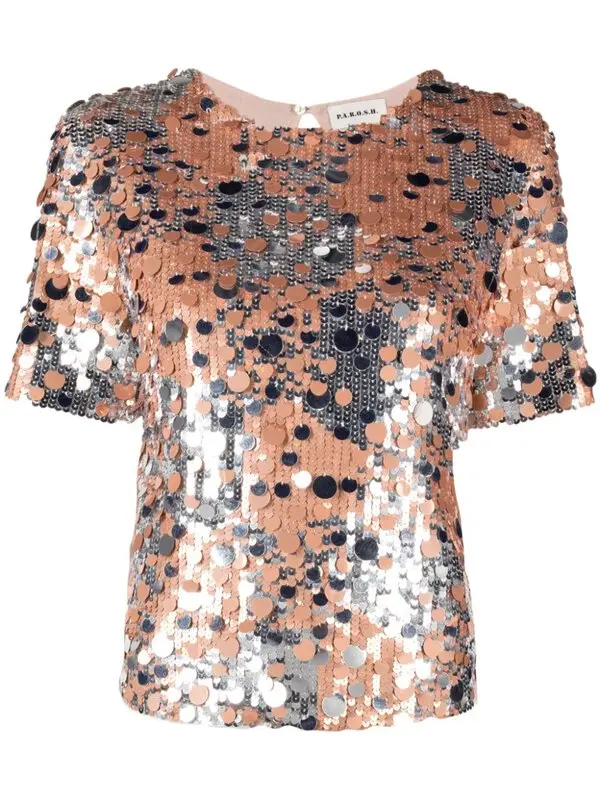 P.a.r.o.s.h Gau Sequin-embellished Blouse - Orange