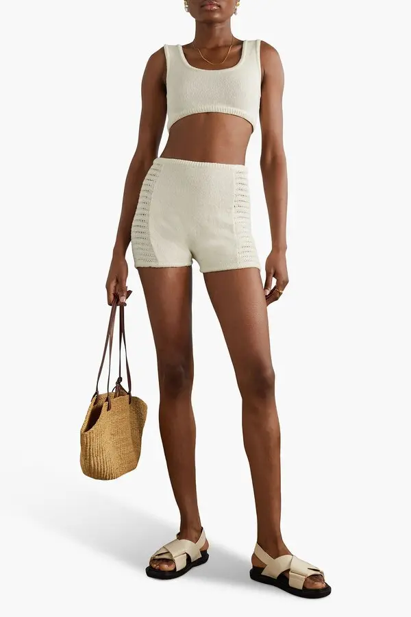 Le Kasha Kabir Crocheted Linen Shorts