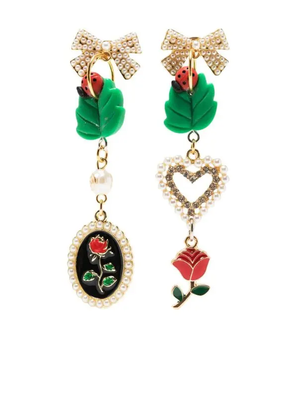 AMIR SLAMA Asymmetric Pearl-embellished Bow Earrings