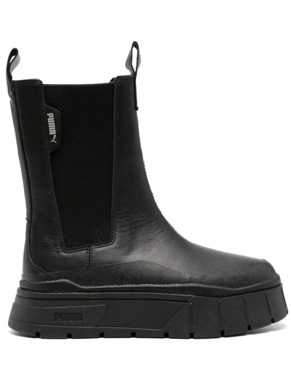 PUMA Mayze Stack 50mm Leather Chelsea Boots - Black
