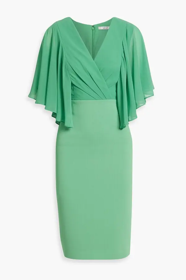 badgley mischka green chiffon dress Badgley Mischka Floral Print Dropwaist Sheath Gown Dress