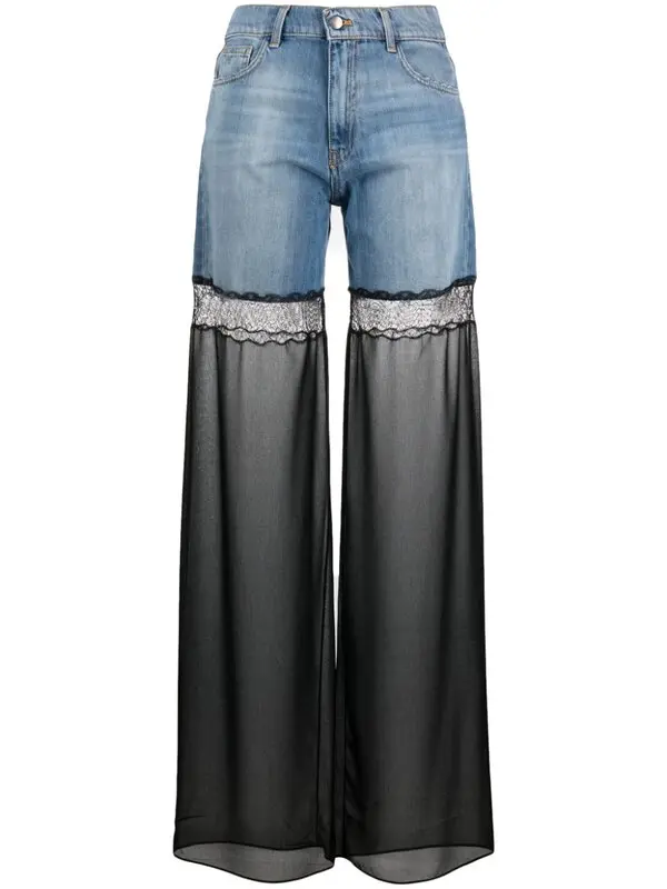 NENSI DOJAKA Tulle-panel Straight-leg Jeans - Blue