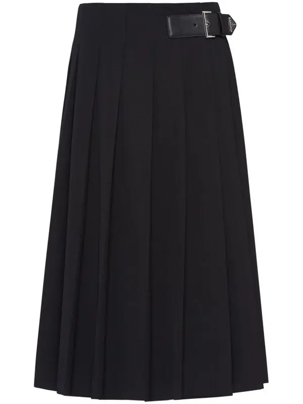 Prada Pleated Gabardine Miniskirt - Black