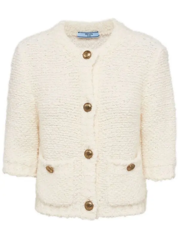 Prada Cropped Bouclé Cardigan