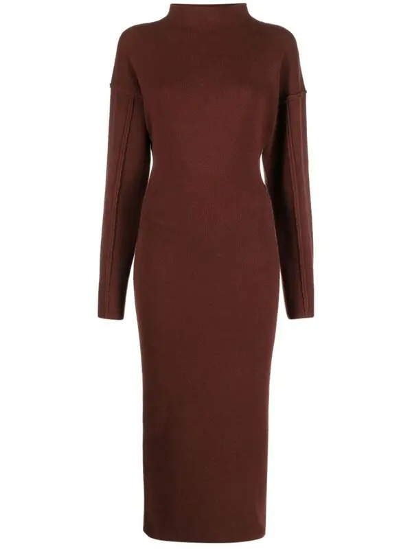 DESTREE Jadé Exposed-seam Midi Dress - Brown
