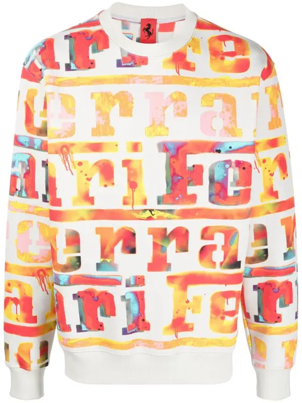 FERRARI Graffiti Logo-pattern Sweatshirt
