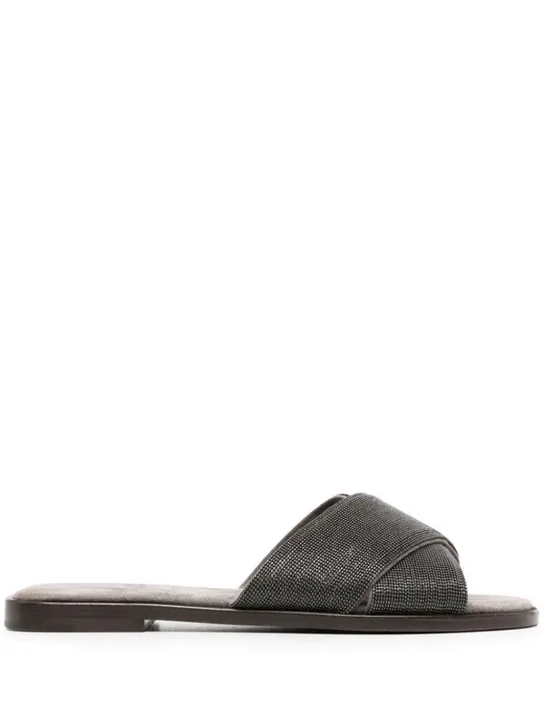 Brunello Cucinelli Monili Detail Crossover-straps Slides