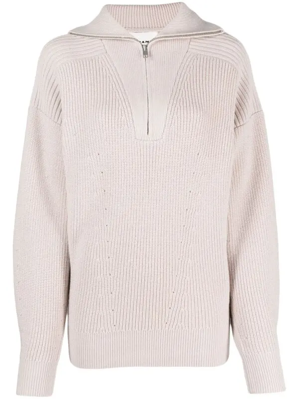 MARANT ETOILE Benny Half-zip Sweater - Neutrals