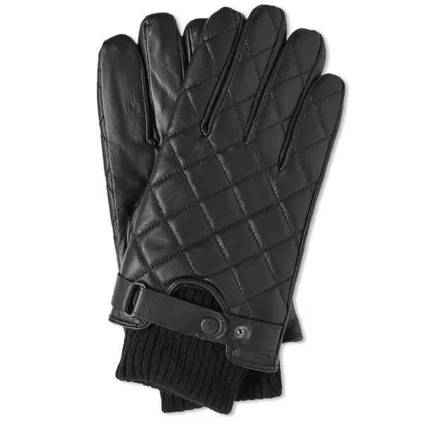 Barbour Quilted Leather Glove Black Editorialist