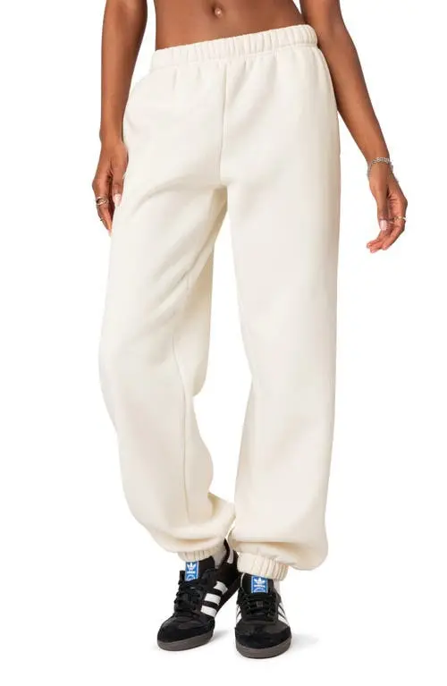EDIKTED Clark Oversized Cotton Blend Sweatpants - Cream