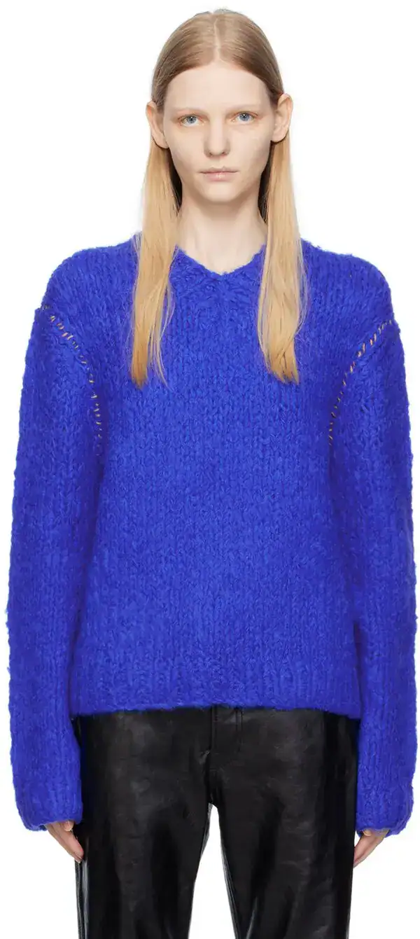Acne Studios Blue Mix Sweater In Bpa Deep Blue - 60% Off 