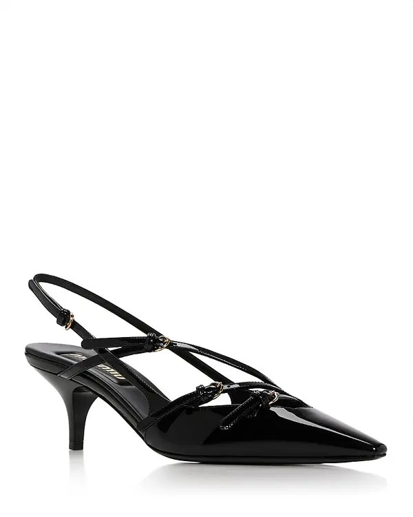 Miu Miu Pointed Toe Slingback Sandals - Nero