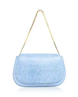 Alexander Wang Crest Faux Denim Shoulder Bag In Vintage Medium 