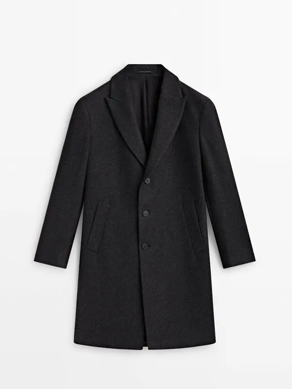 Massimo Dutti Grey 100% Wool Coat - Grey Marl | Editorialist