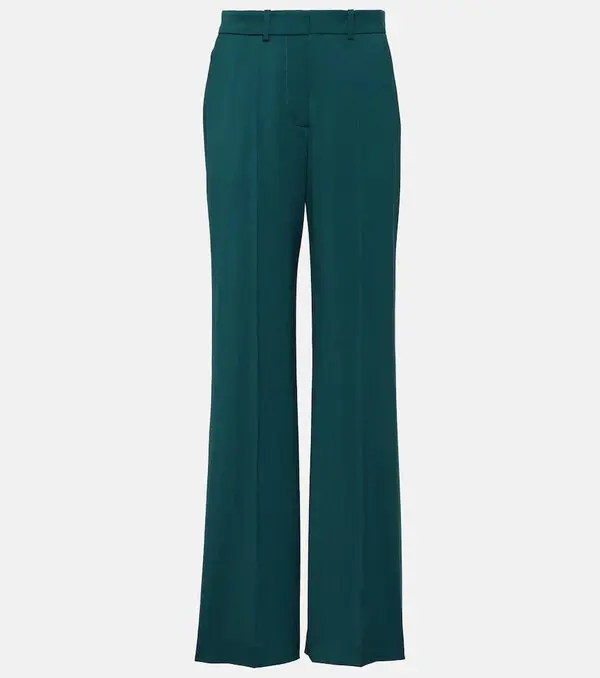 JOSEPH Morissey Mid-rise Straight Wool Pants - Green