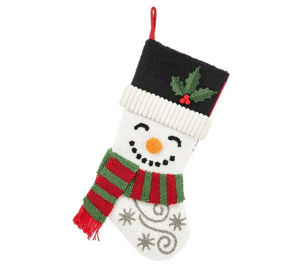 GLITZHOME 20.5'l Snowman Hooked Christmas Stock Ing