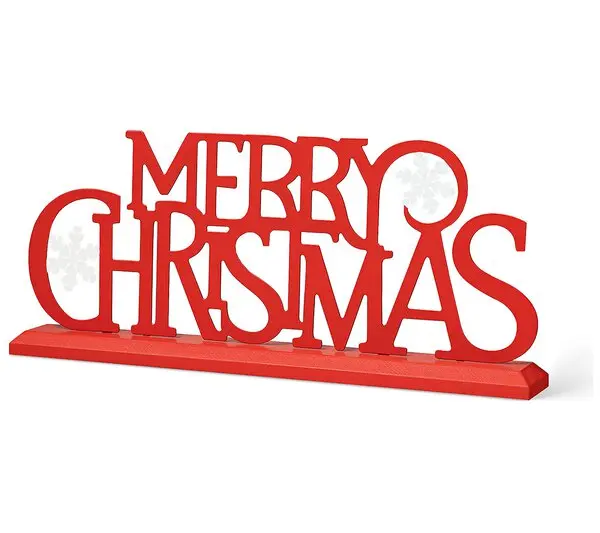 GLITZHOME 18'l Wood & Metal Merry Christmas Tab Le Decor