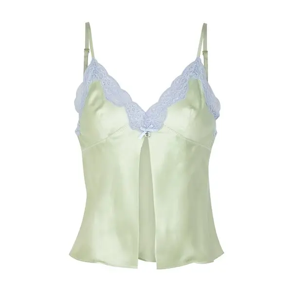 Buy Alexander Wang Lace-trimmed Silk-satin Camisole Top - Mint At