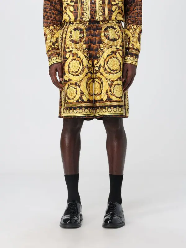 Versace Baroccodile Print Silk Shorts - Multicolor