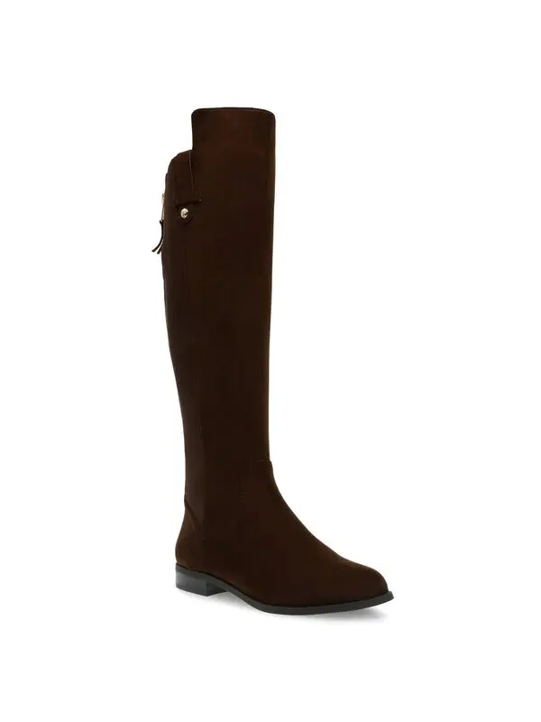 Buy Anne Klein Faux Leather Embellished Kneehigh Boots - Brown At 68% ...