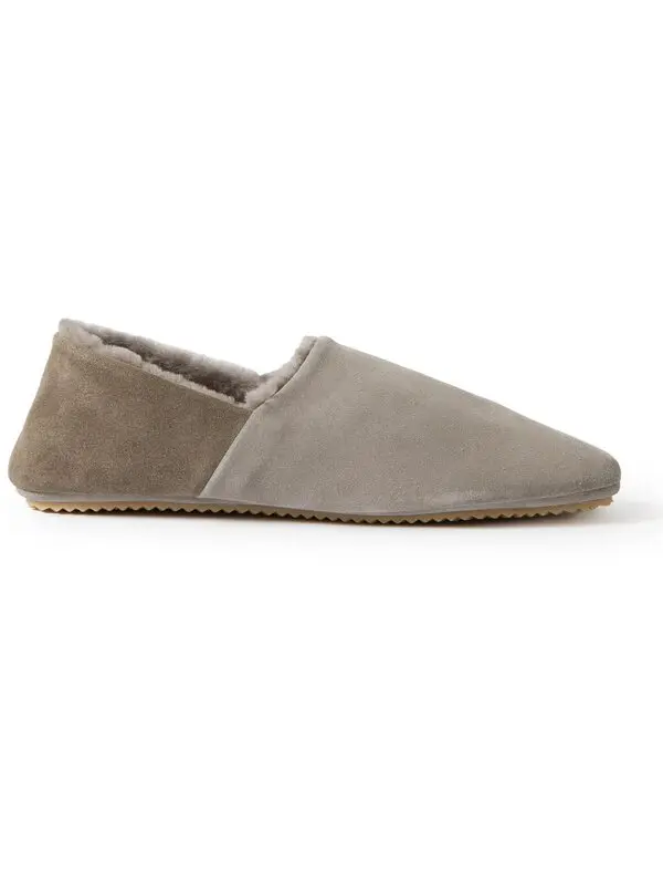 Mr P. Babouche Shearling-lined Suede Slippers - Brown