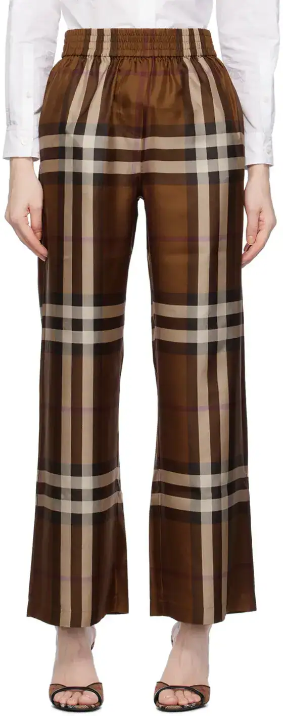 Burberry Check Trousers Dark Birch Brown Chk Editorialist