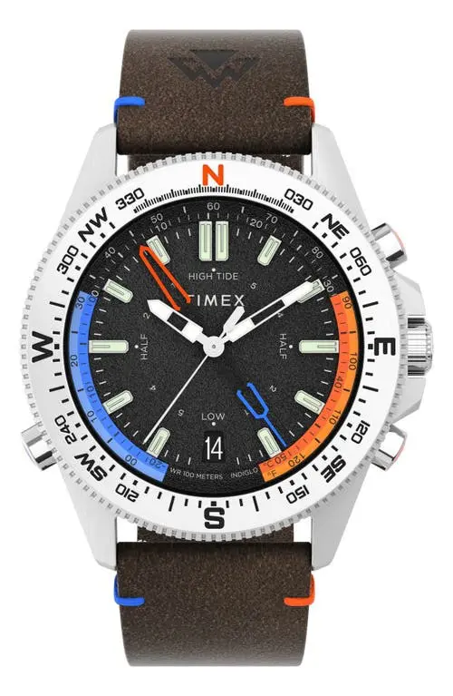 TIMEX® Expedition North® Tide-temp-compass Leather Strap Watch
