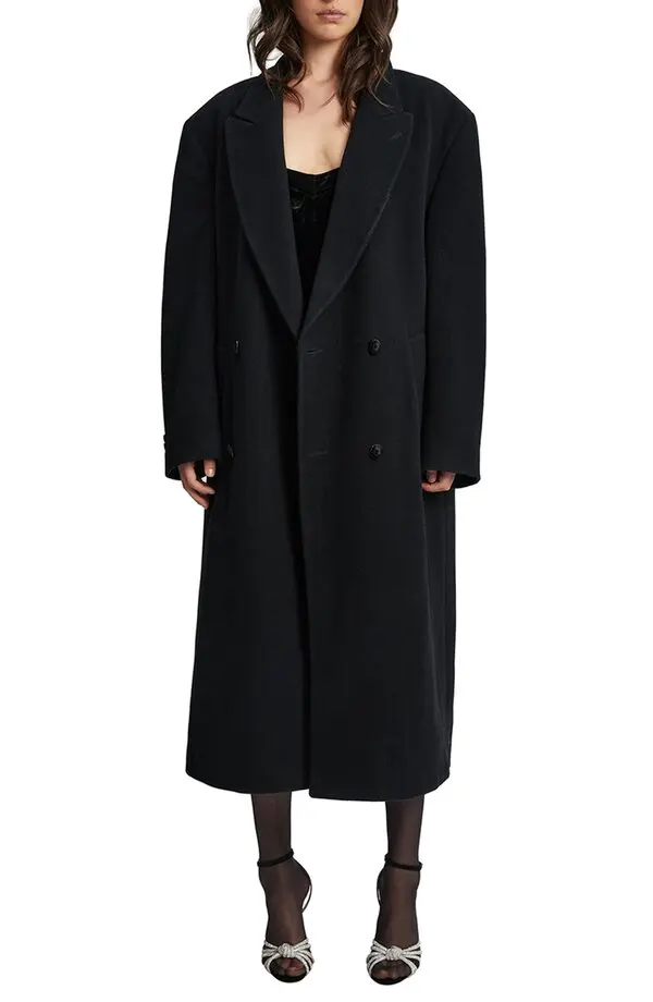 Bardot Oversize Double Breasted Classic Coat - Black | Editorialist