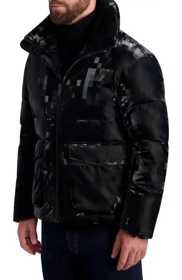 Karl Lagerfeld Paris Bitmap Down & Feather Fill Puffer Jacket In Black - 40% Off | Editorialist