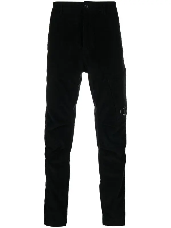 C.P. Company Lens-Detail Corduroy Cargo Trousers In Black - 62